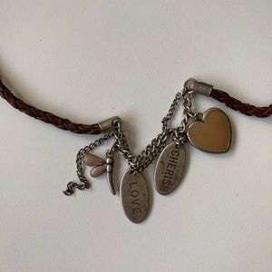 XC | Jewelry | Boho Brown Leather Love Cherish Charm Necklace | Poshmark